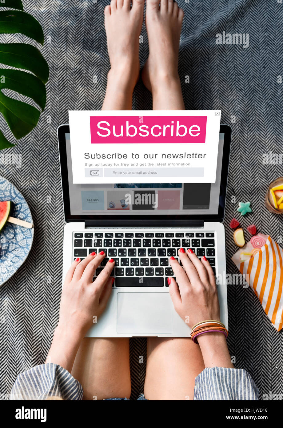 Subscribe Member Register Social Advertising Concept Stock Photo - Alamy