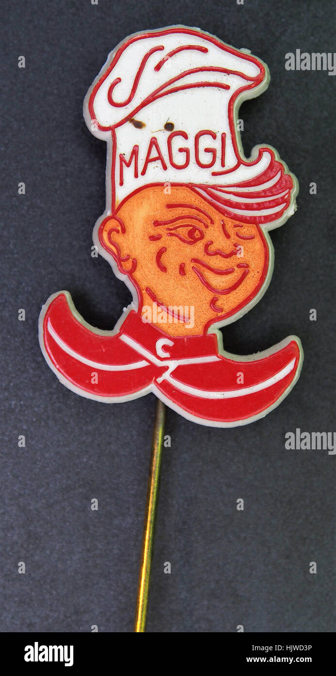The Maggi speldje kok is a vintage advertising pin featuring the Maggi ...