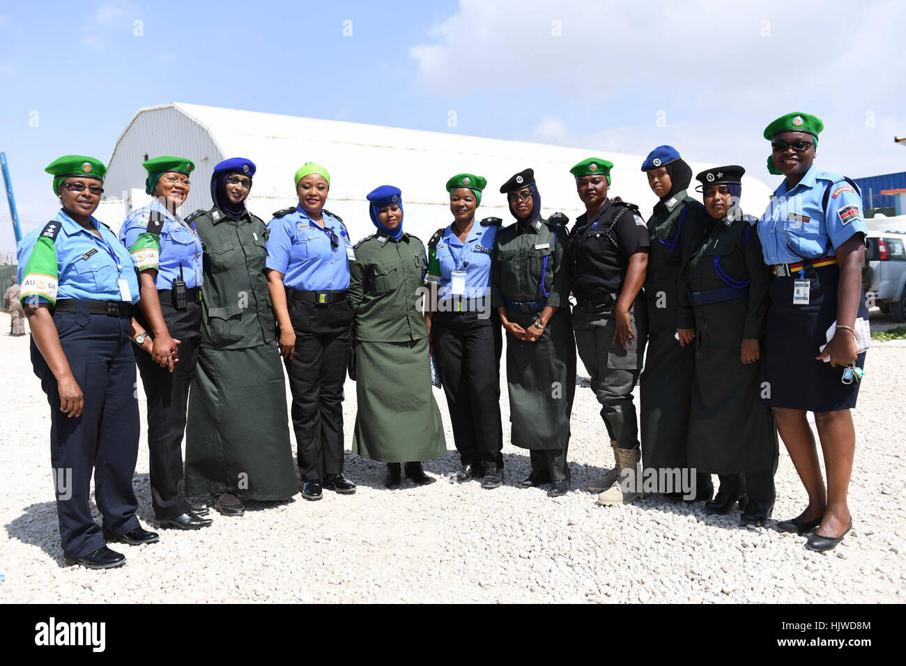 AMISOM female peacekeepers and Somali police officers gathered for a ...