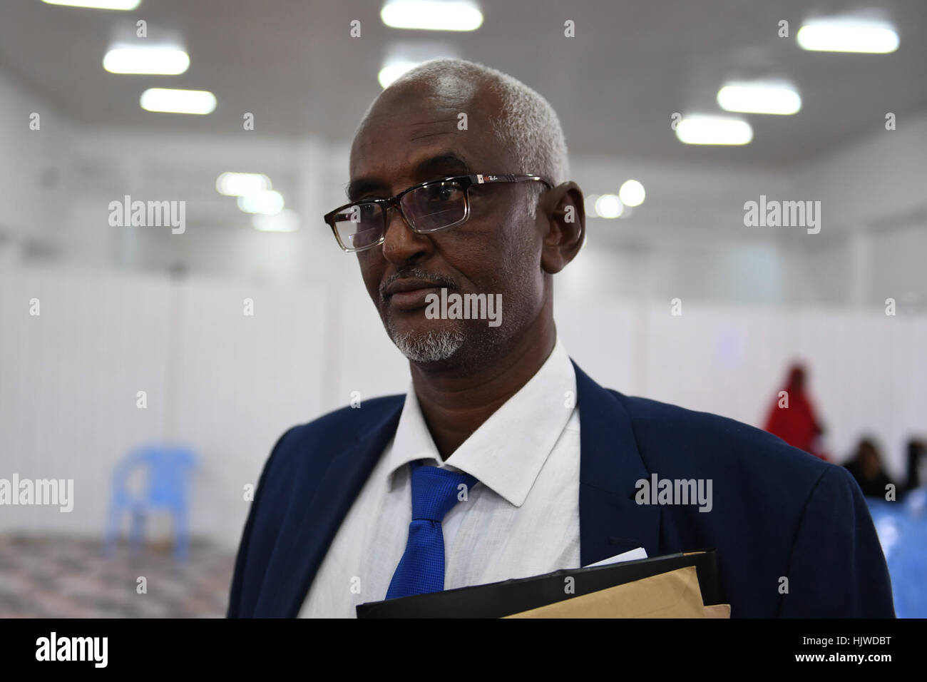 Ahmed Mohamed Jama, an MP-elect, speaks at a polling center in ...