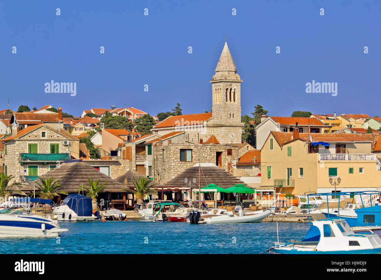 Summer view of Pakostane waterfront in Dalmatia, Croatia Stock Photo ...