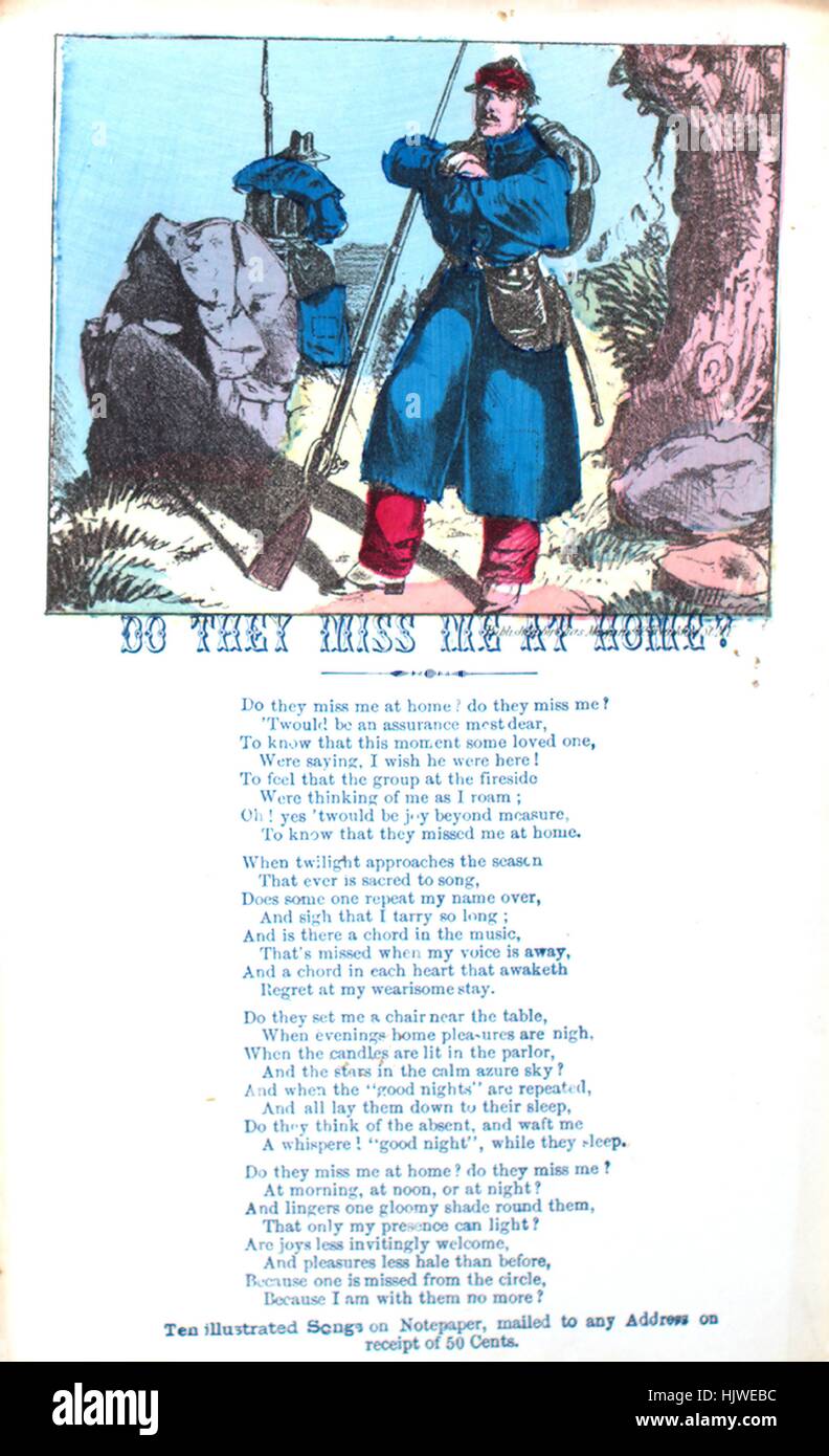 Sheet music cover image of the song 'Song Sheet Do They Miss Me At Home ...