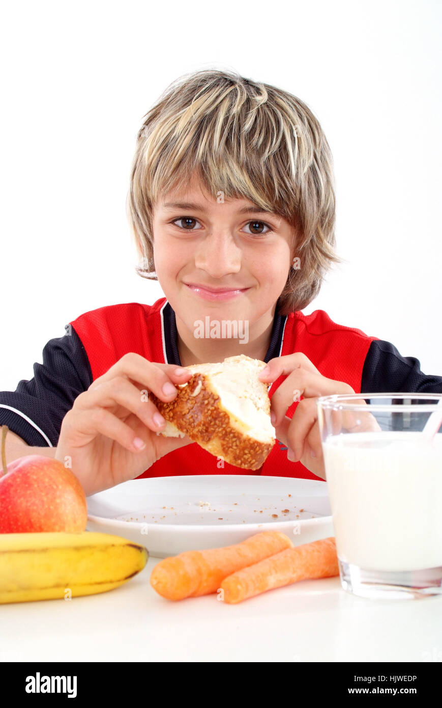 Boy with healthy breakfast Stock Photo - Alamy
