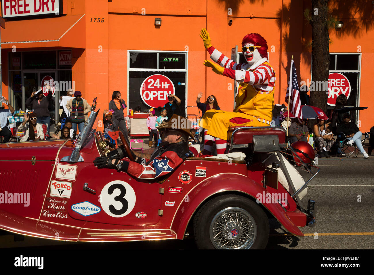 Car on parade route, Martin Luther King Jr. Day Parade, South Los ...