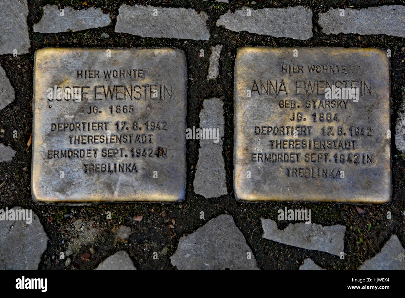 Stolperstein (stumbling stone) on the streets of Berlin commemorating ...