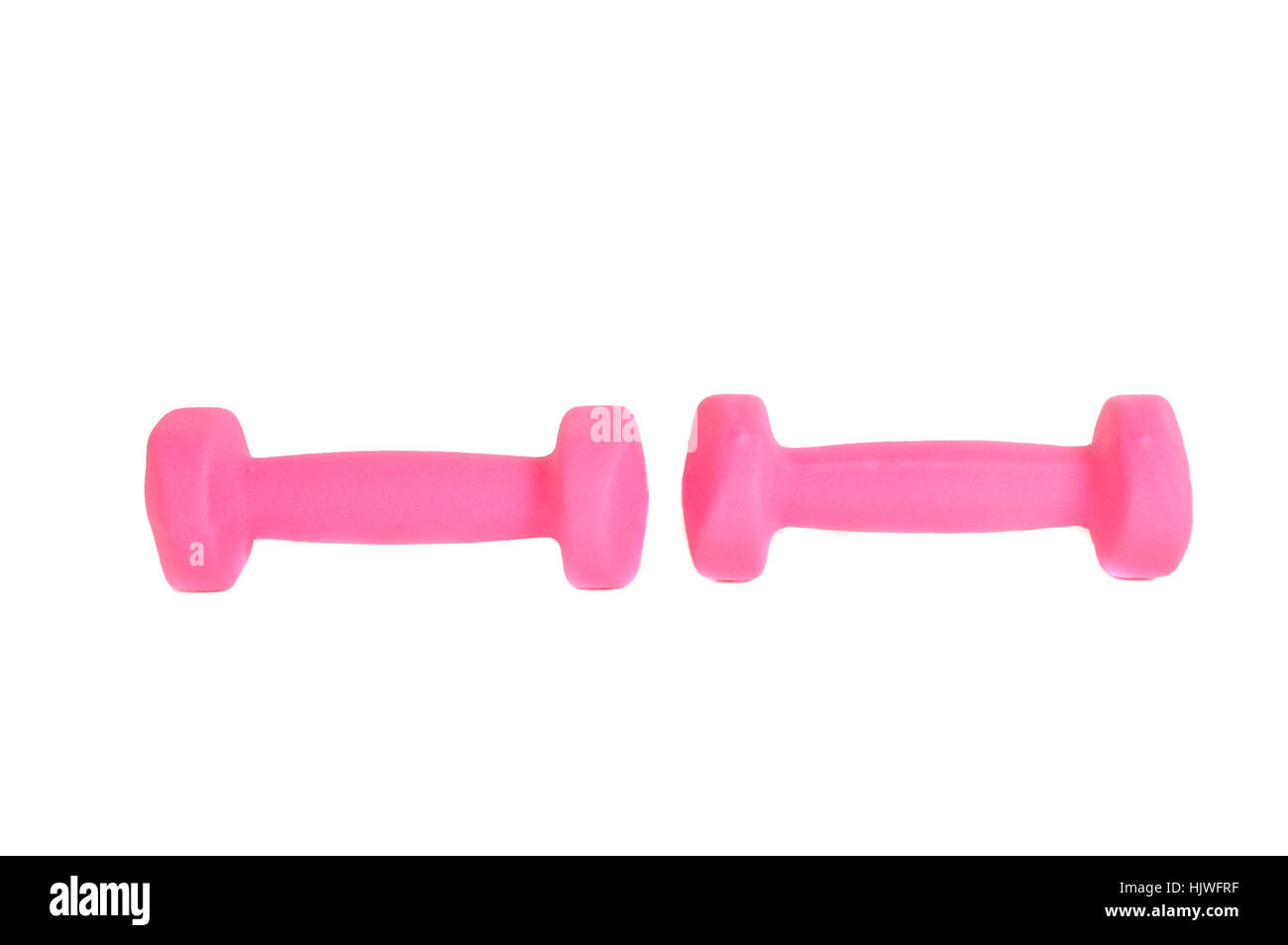 a pair of pink dumbbells isolated on white background Stock Photo - Alamy