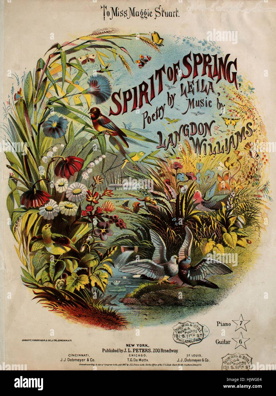 Sheet music cover image of the song 'Spirit of Spring', with original ...
