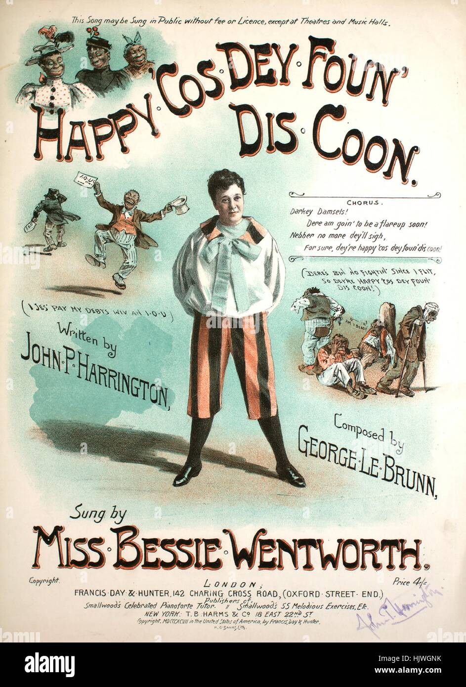 Sheet music cover image of the song 'Happy Cos Dey Foun' Dis Coon ...
