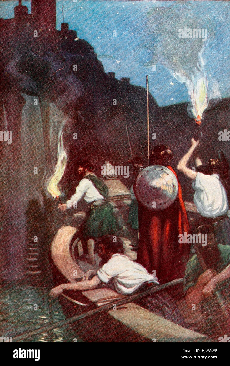 Full of new hope, Bruce sprang to land. A scene from Scottish History ...