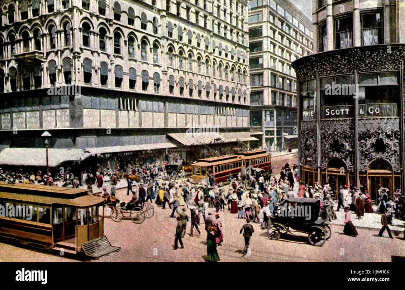 Corner of State and Madison Streets, Chicago, circa 1908 Stock Photo ...