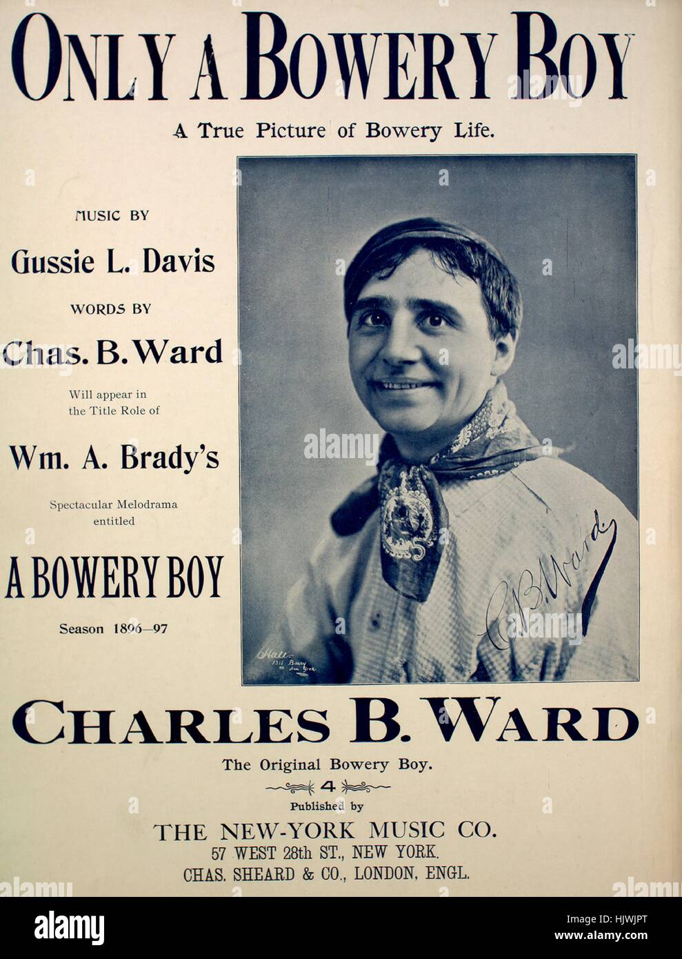 Sheet music cover image of the song 'Only a Bowery Boy A True Picture ...