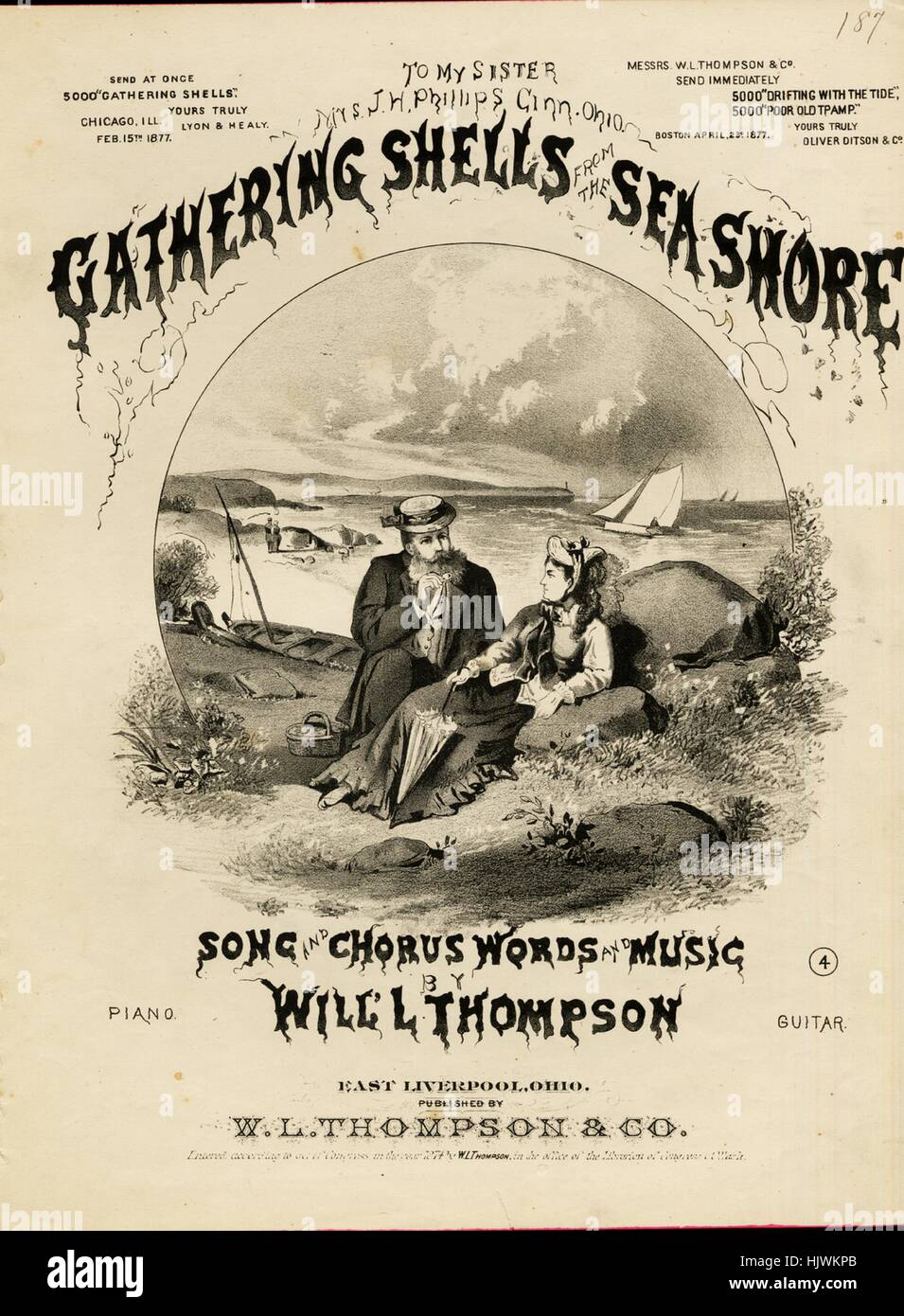 Sheet music cover image of the song 'Gathering Shells From the Seashore ...