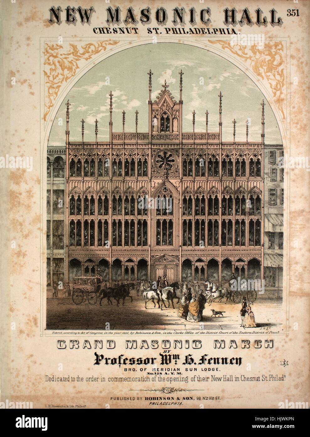 Sheet music cover image of the song 'Grand Masonic March', with ...