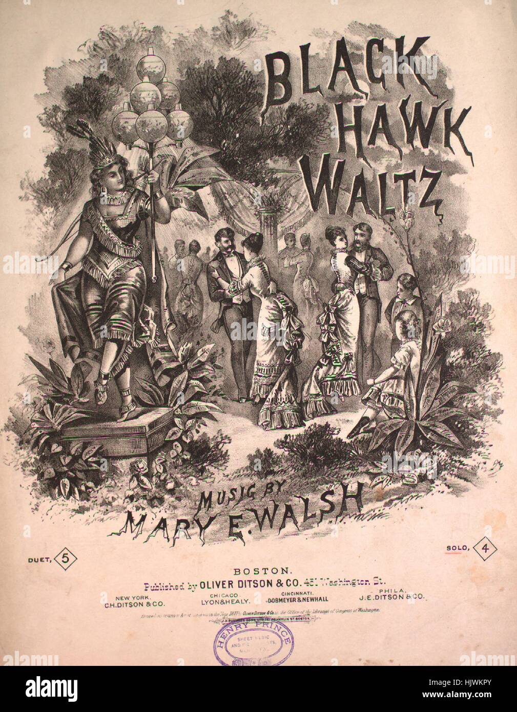 Sheet music cover image of the song 'Black Hawk Waltz', with original ...
