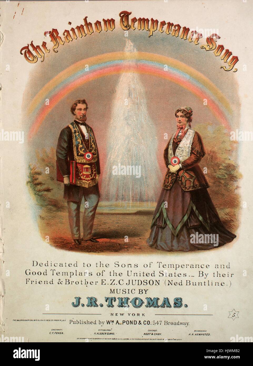 Sheet music cover image of the song 'The Rainbow Temperance Song', with ...