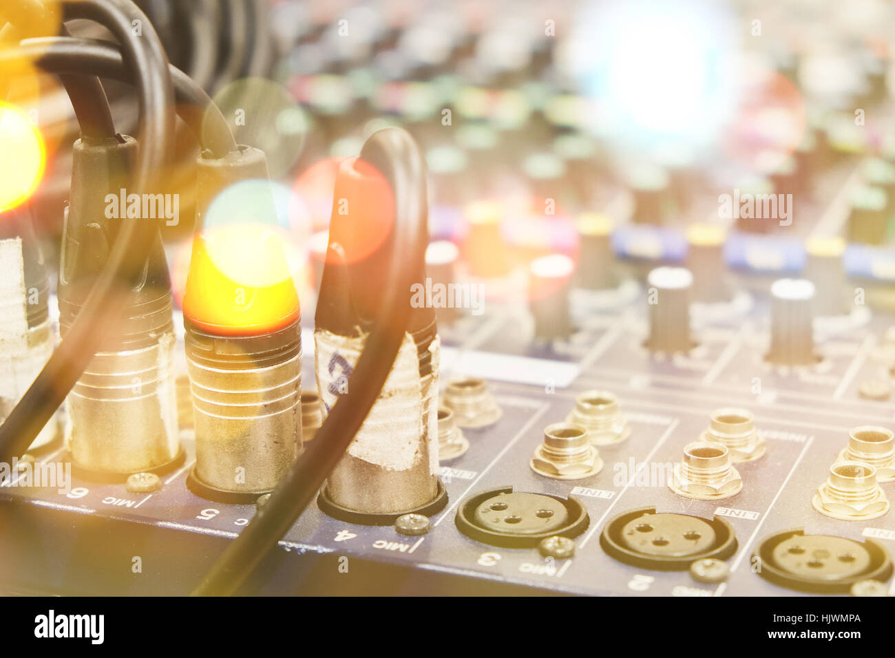 Head phones on sound mixer Stock Photo - Alamy