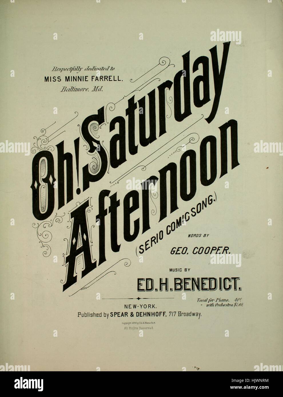 Sheet music cover image of the song 'Oh! Saturday Afternoon (Serio ...