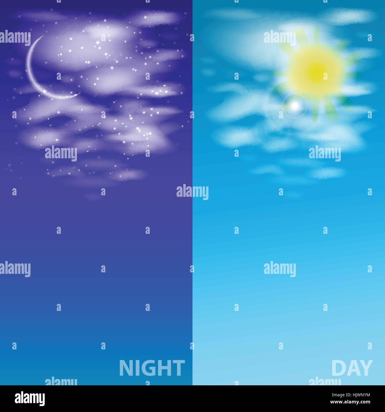 sky with clouds and sun month. Illustration Stock Vector Image & Art ...