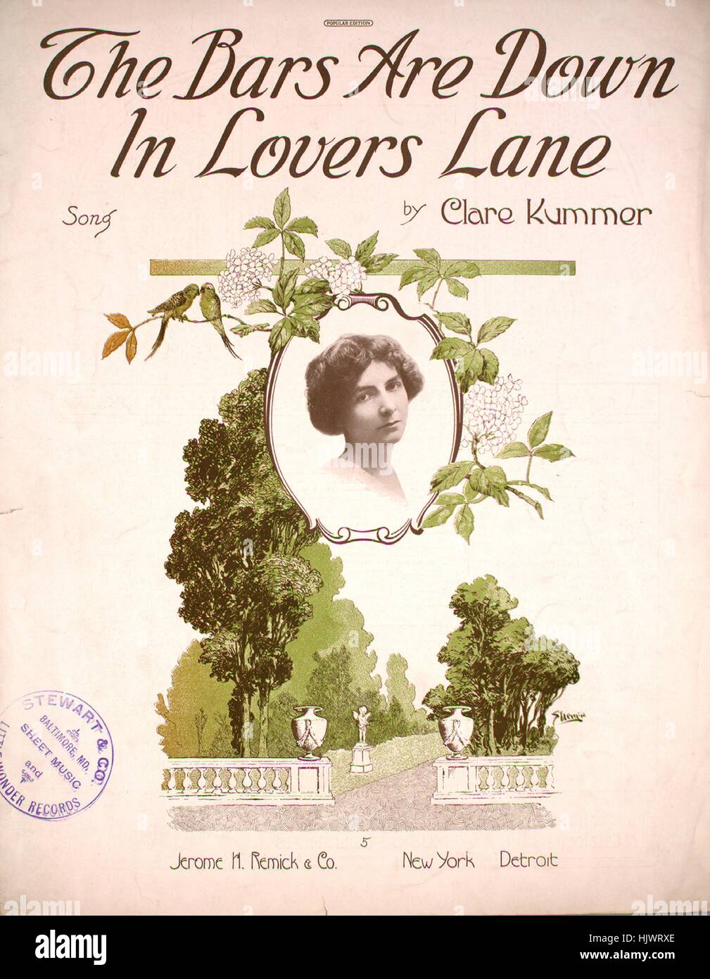 Sheet music cover image of the song 'The Bars are Down in Lovers Lane ...