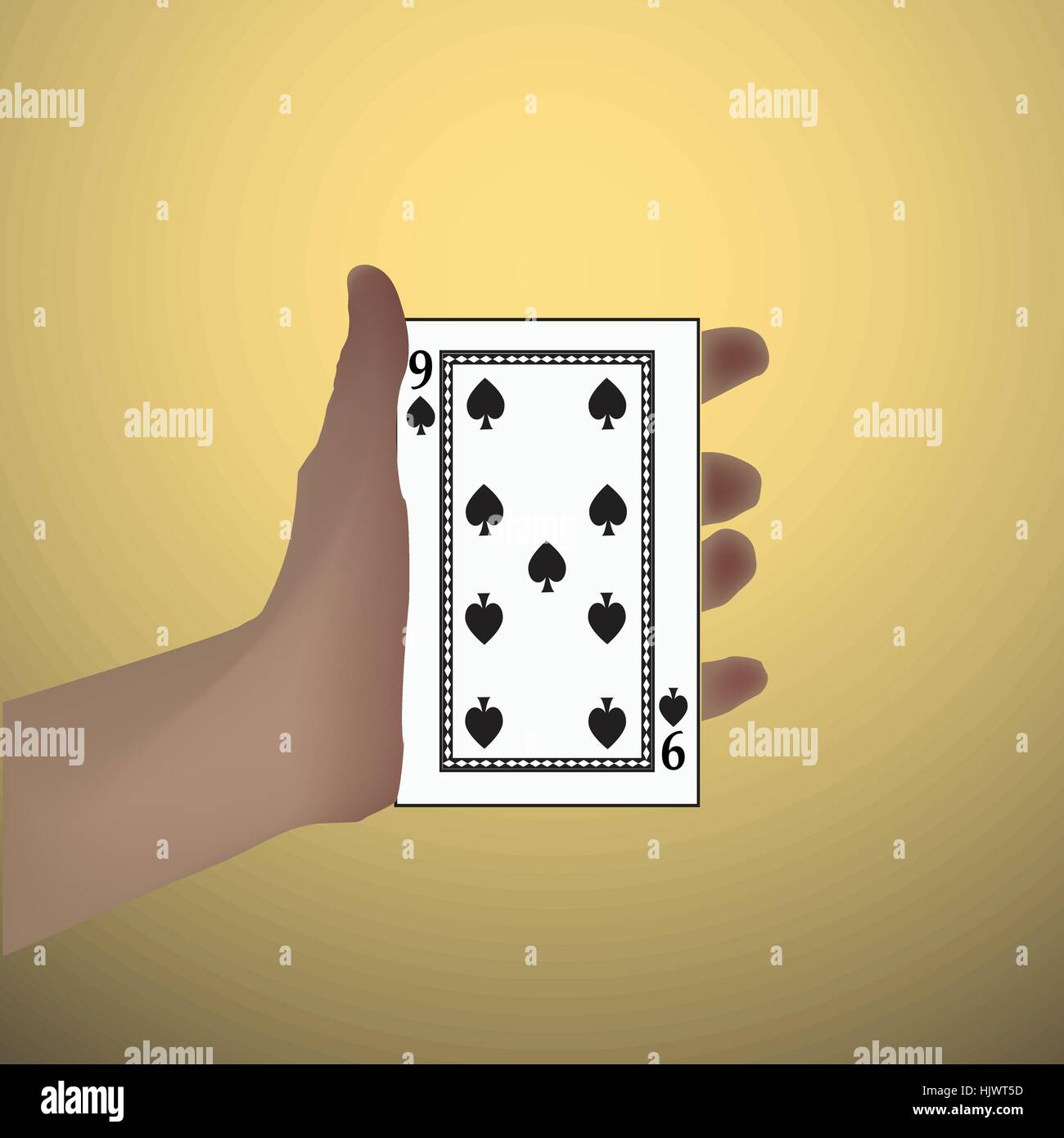 hand holding a white card spade nine Illustrations Stock Vector Image ...