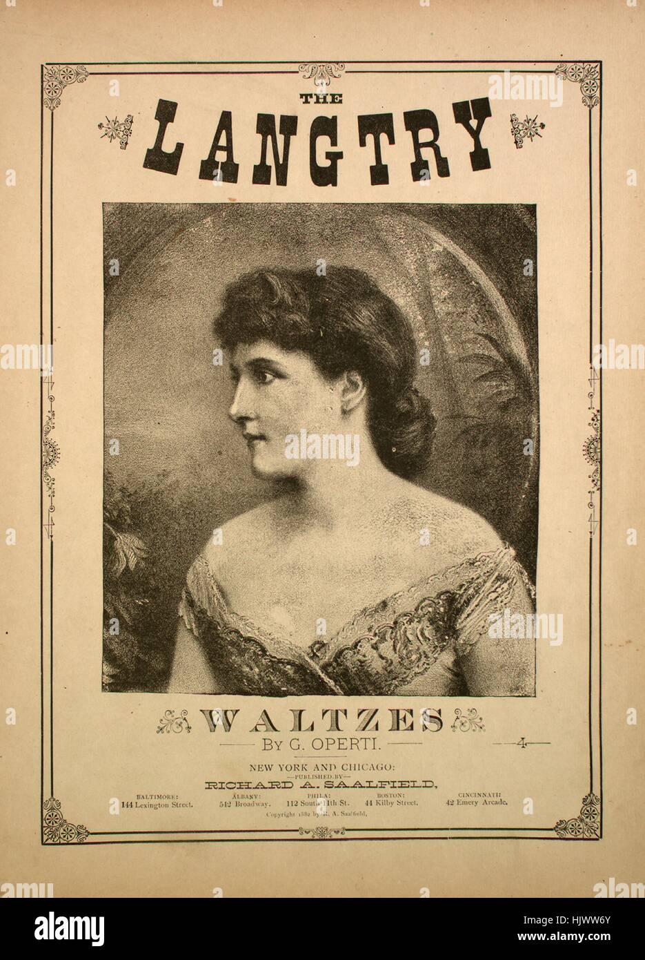 Sheet music cover image of the song 'The Langtry Waltzes', with ...