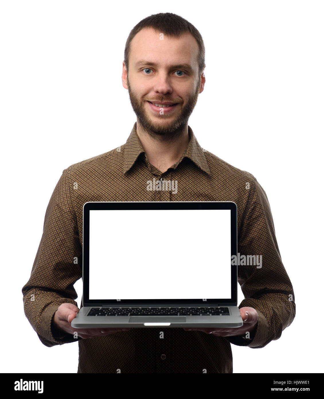 Muscular man holding laptop hi-res stock photography and images - Alamy