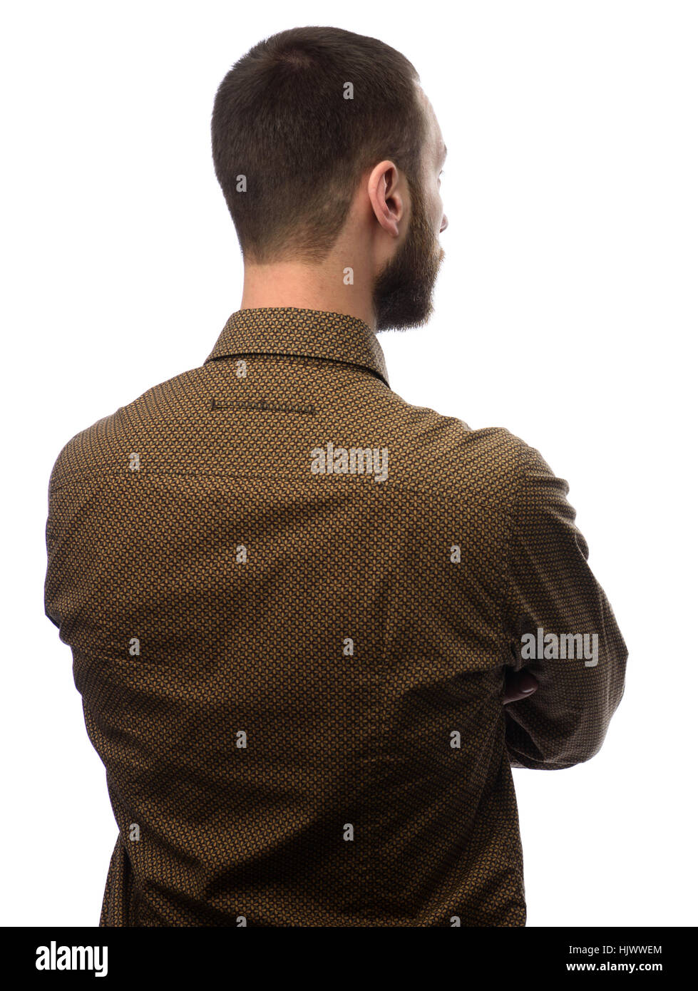 back view of young bearded businessman over white background Stock ...