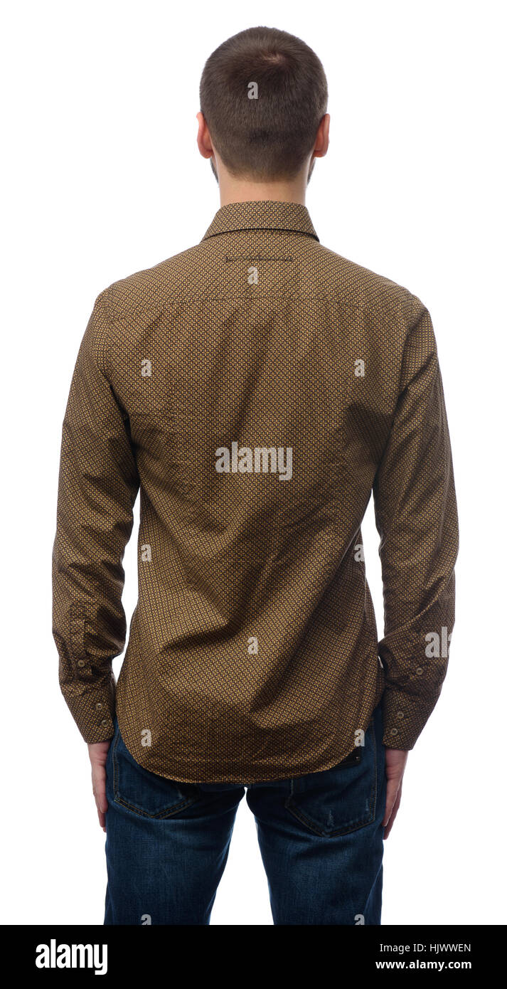 rear view of young man looking away. Isolated on white background Stock ...