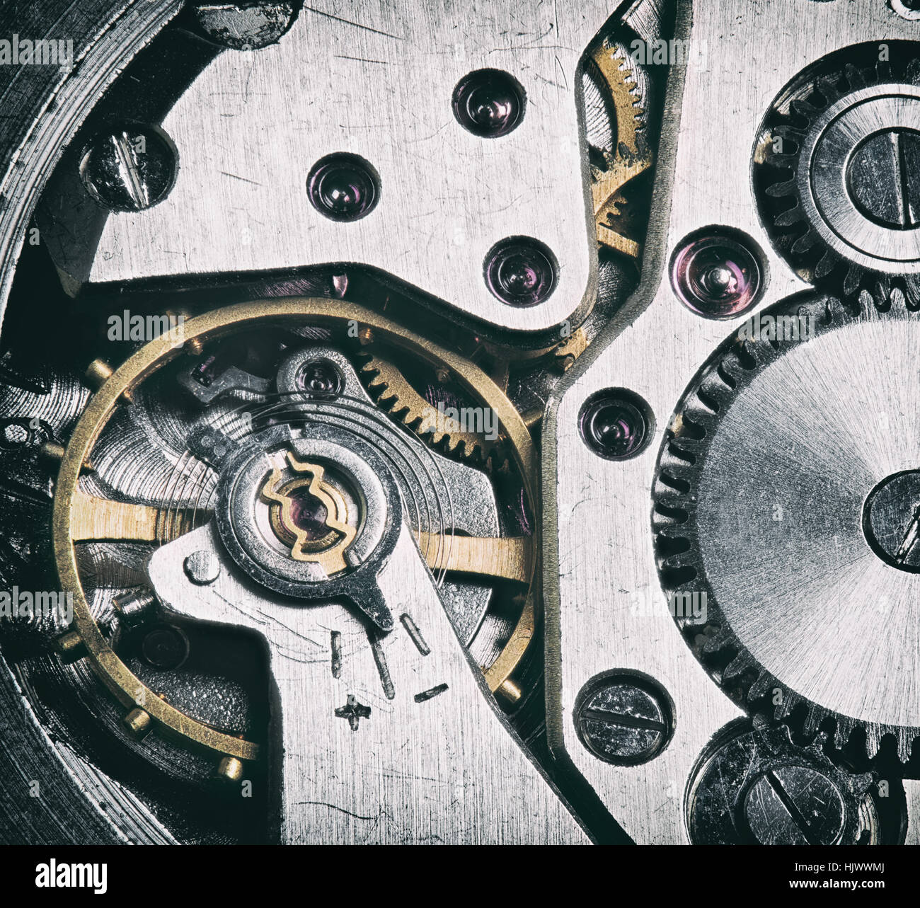 Technology background with metal gears and cogwheels. watch mechanism ...