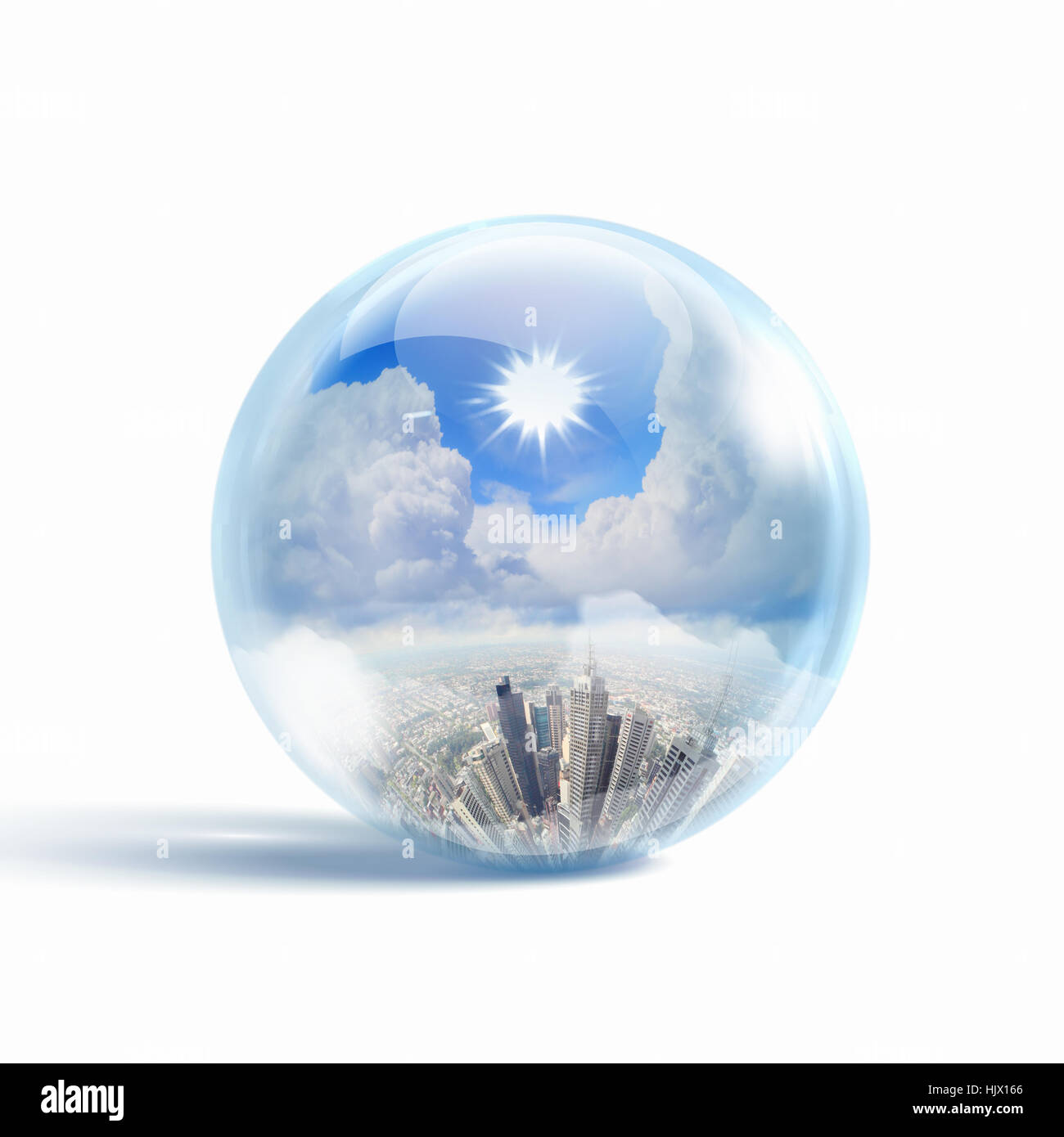 Image of a modern cityscape inside a glass sphere Stock Photo - Alamy
