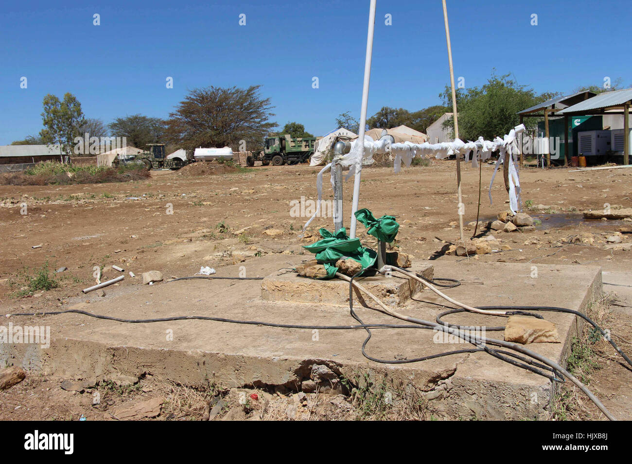 A newly rehabilitated water well system in Baidoa, Somalia, on January ...
