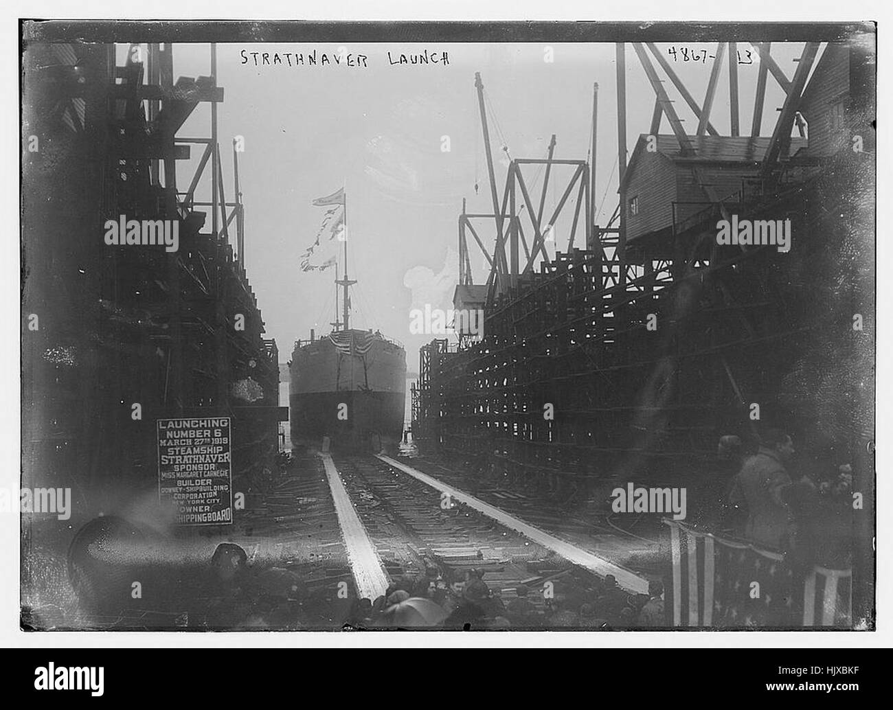 The launch of the STRATHNAVER, a historical ship, marking an important ...