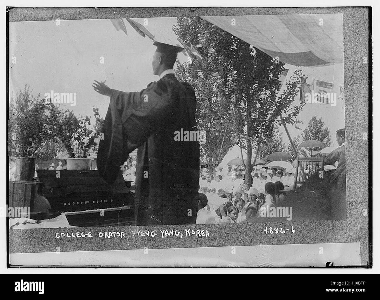 A college orator from Pyeng Yang, Korea, delivering an inspiring speech ...