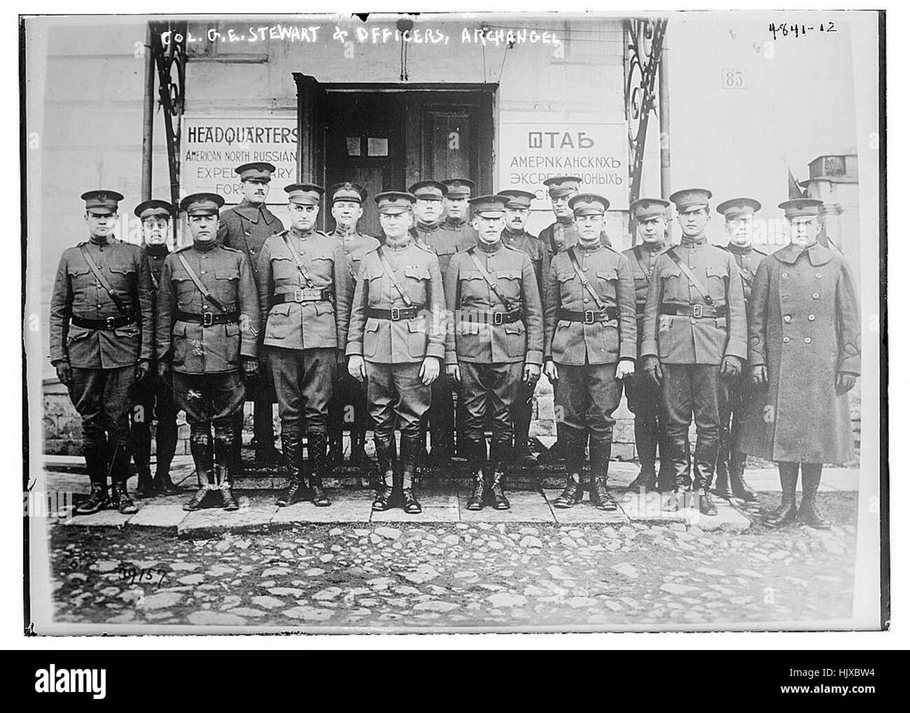 Colonel GE Stewart and his officers pose for a photograph in Archangel ...