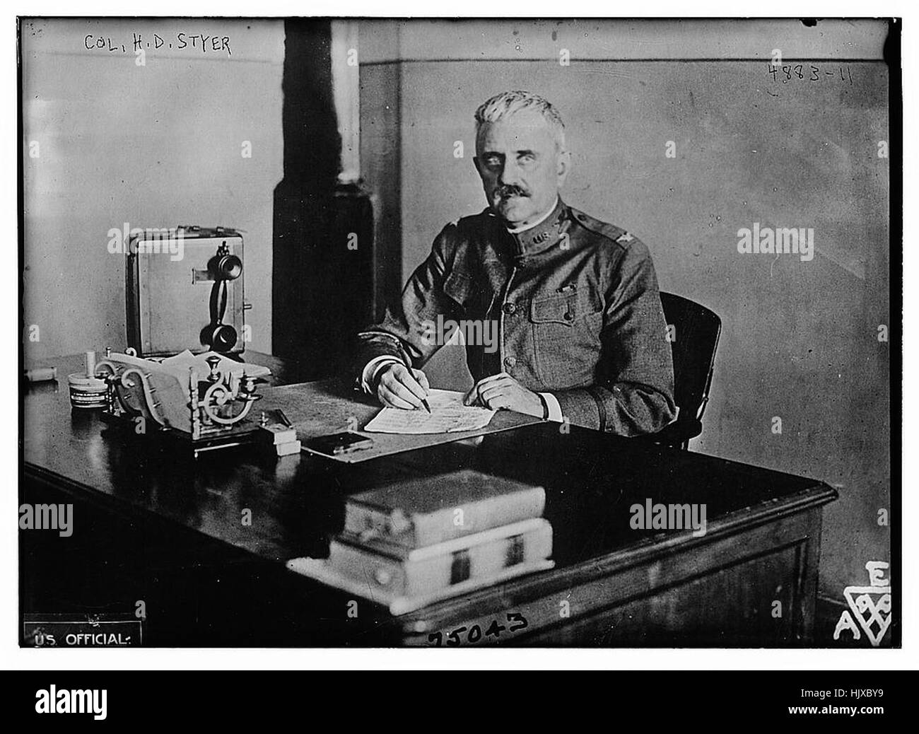 A portrait of Colonel HD Styer, a historical military figure known for ...