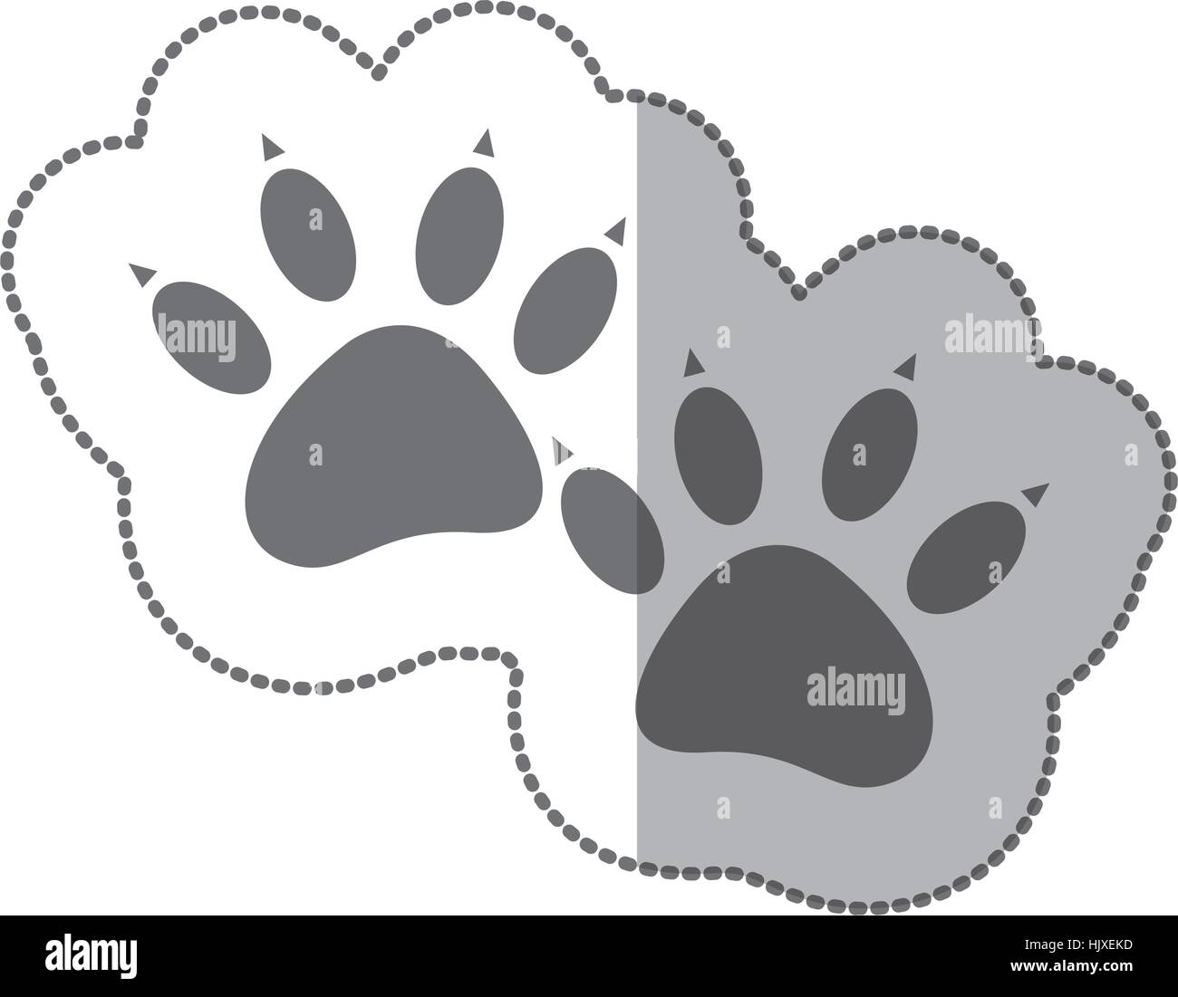 grayscale silhouette middle shadow sticker with dog footprint vector ...