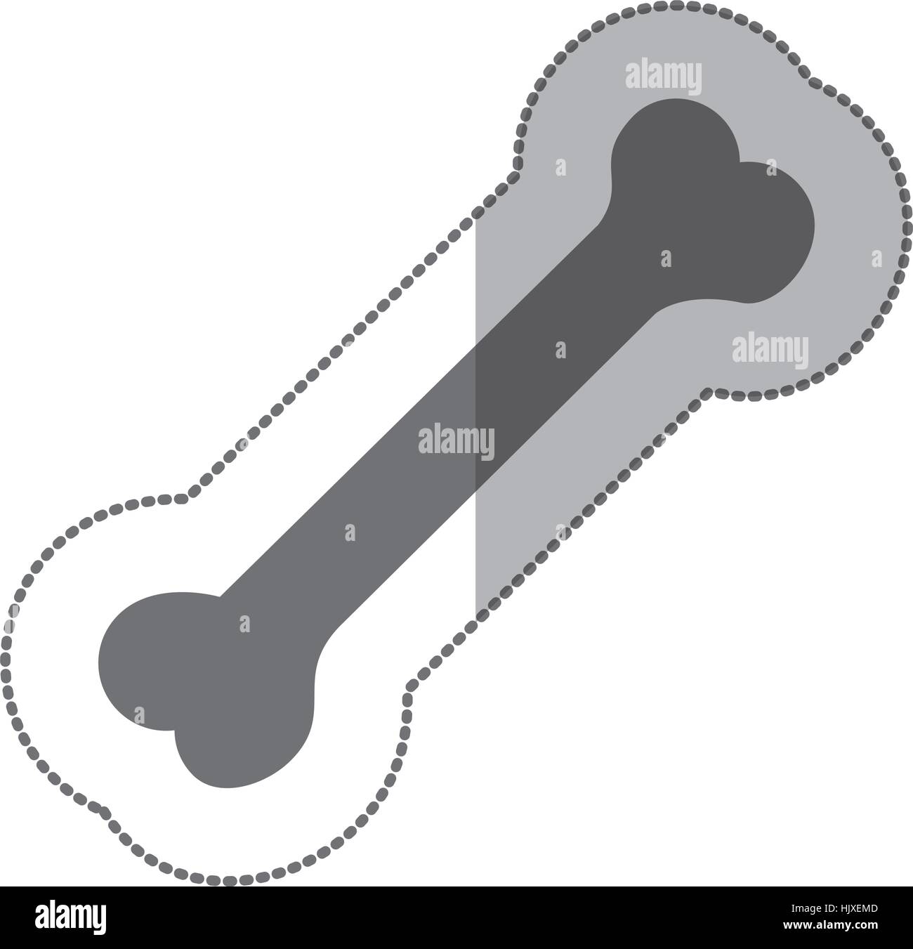 grayscale silhouette middle shadow sticker with pet bone vector ...
