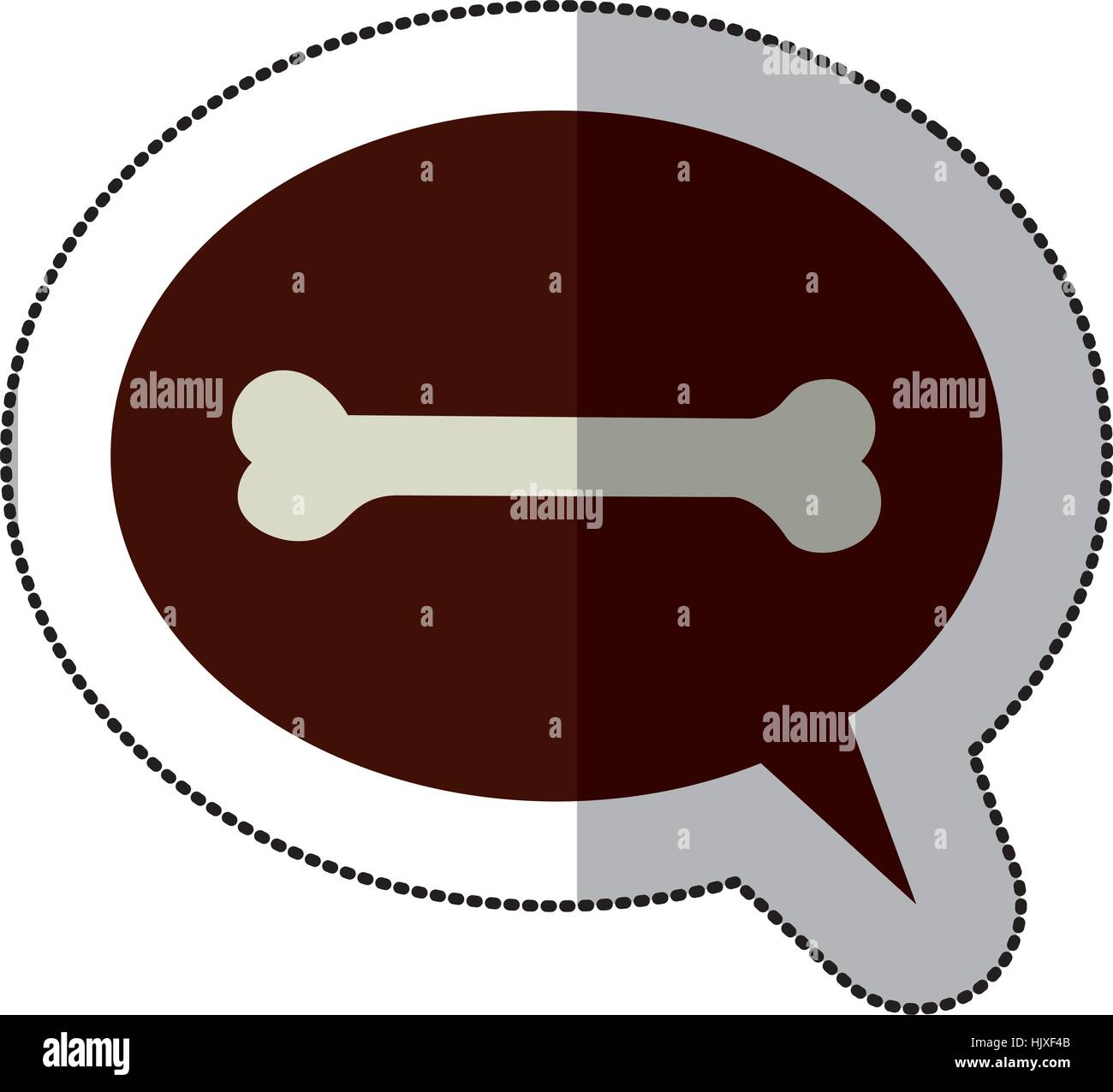 color middle shadow sticker and dialogue sphere with pet bone vector ...