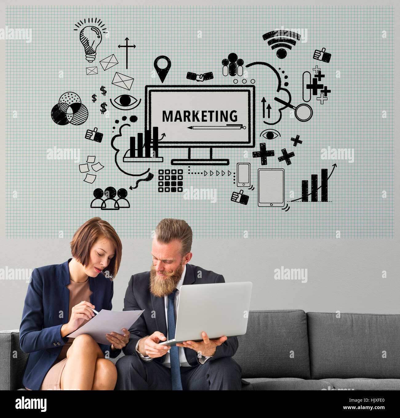 Marketing Computer Sign Symbol Concept Stock Photo - Alamy