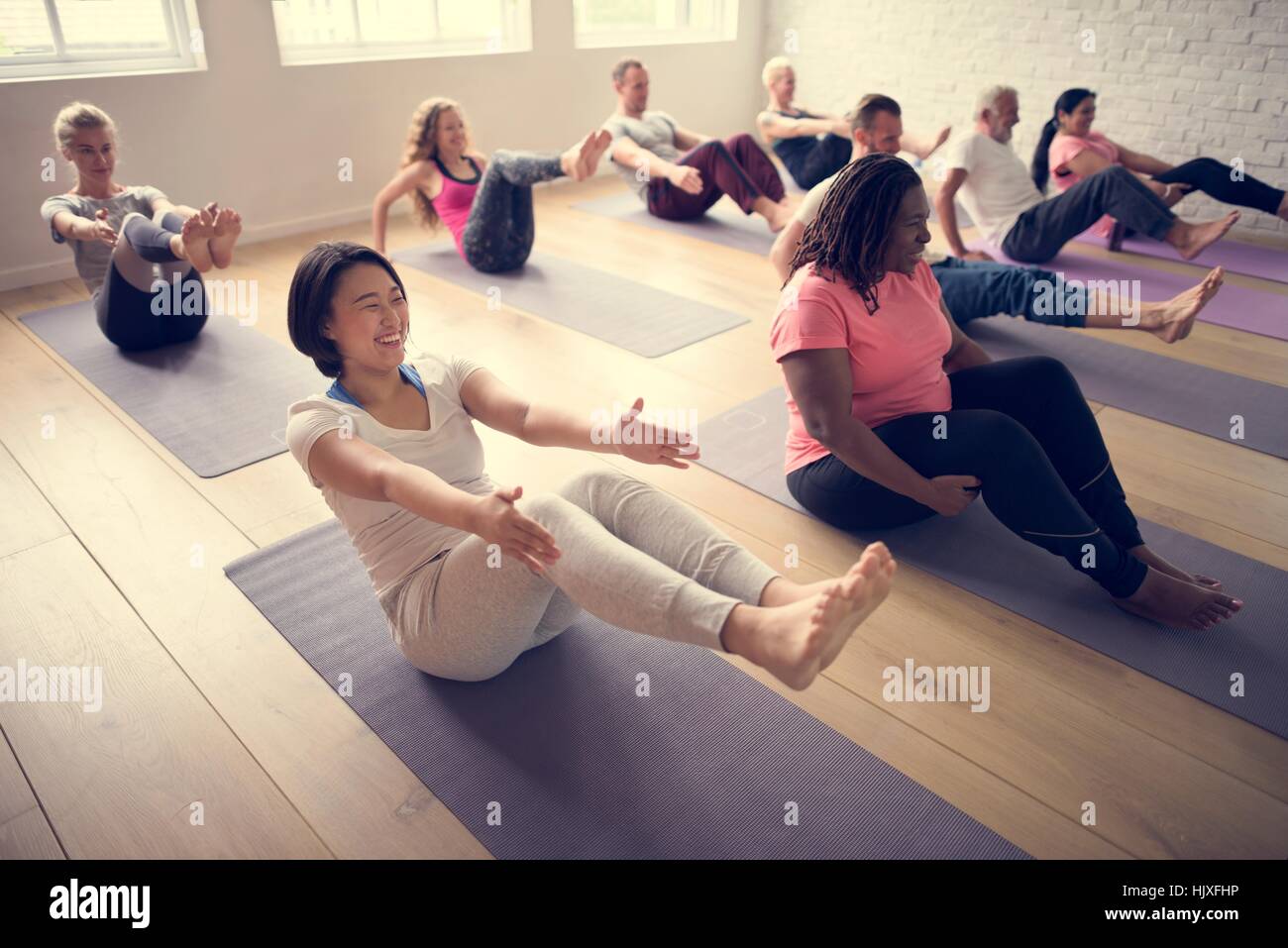Diversity People Exercise Class Relax Concept Stock Photo - Alamy