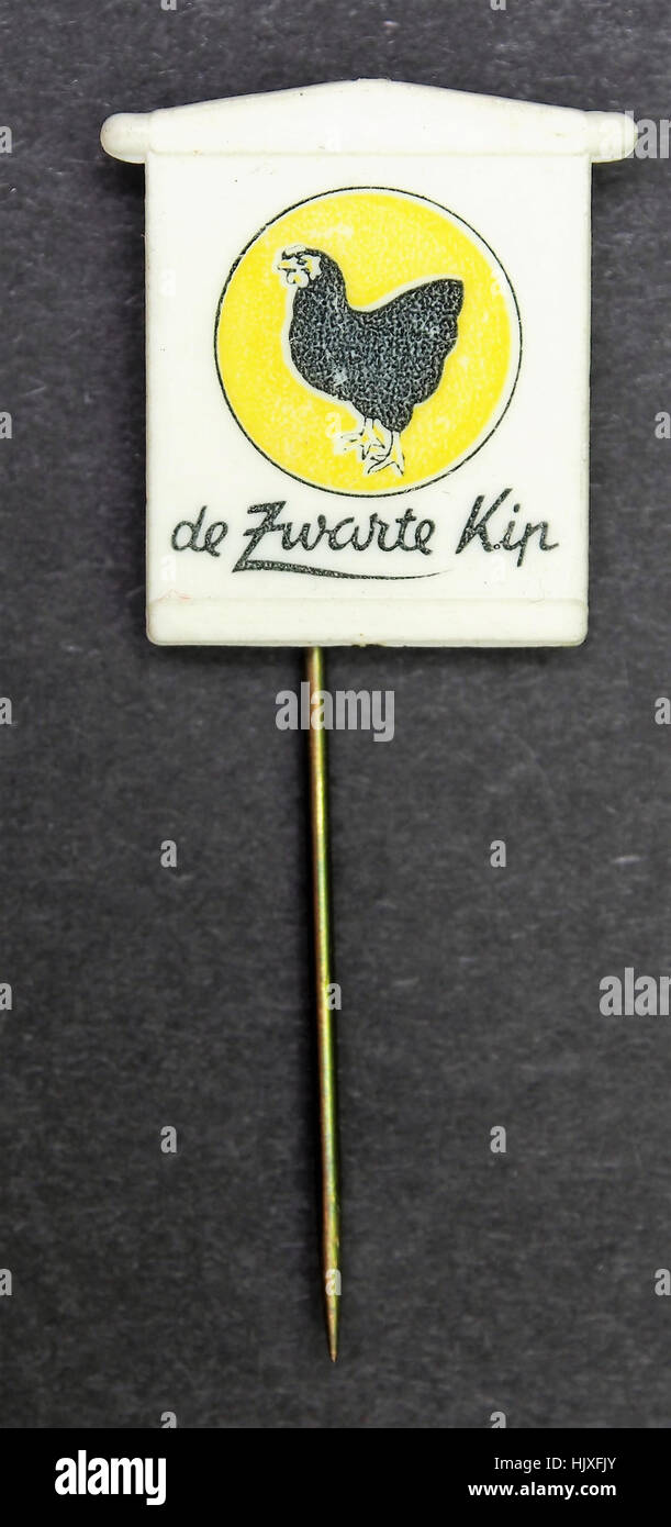 De Zwarte Kip advertising pin, a vintage promotional piece representing ...