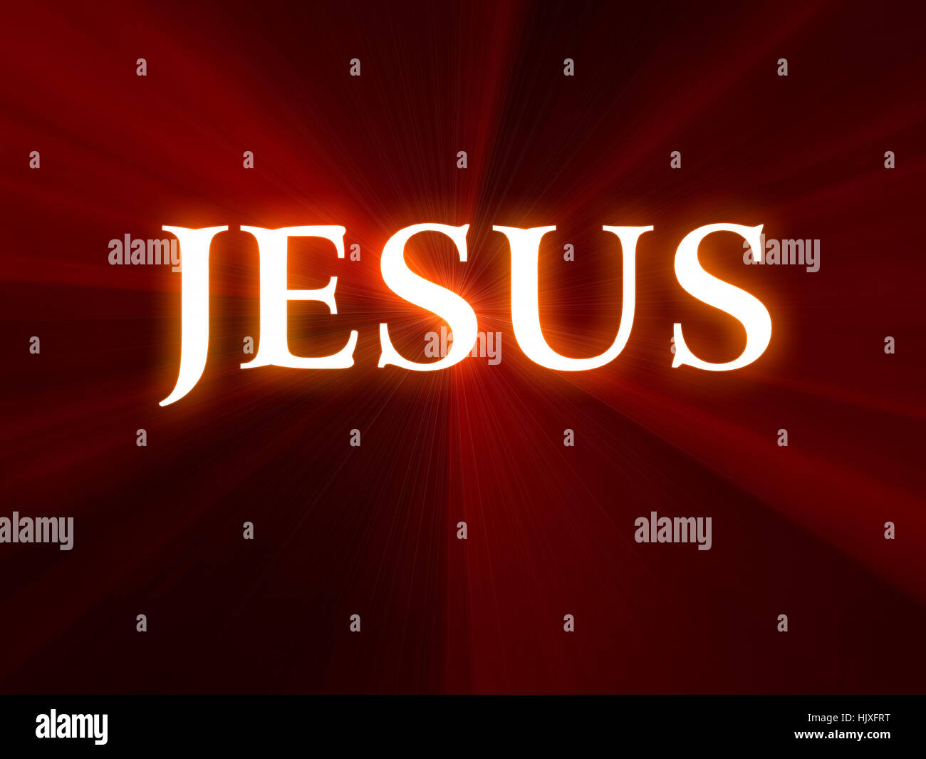 Jesus text with rays coming from center Stock Photo - Alamy