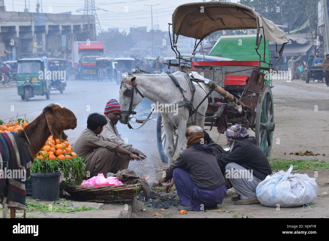 Lahore, Pakistan. 24th Jan, 2017. Pakistani people busy in their ...
