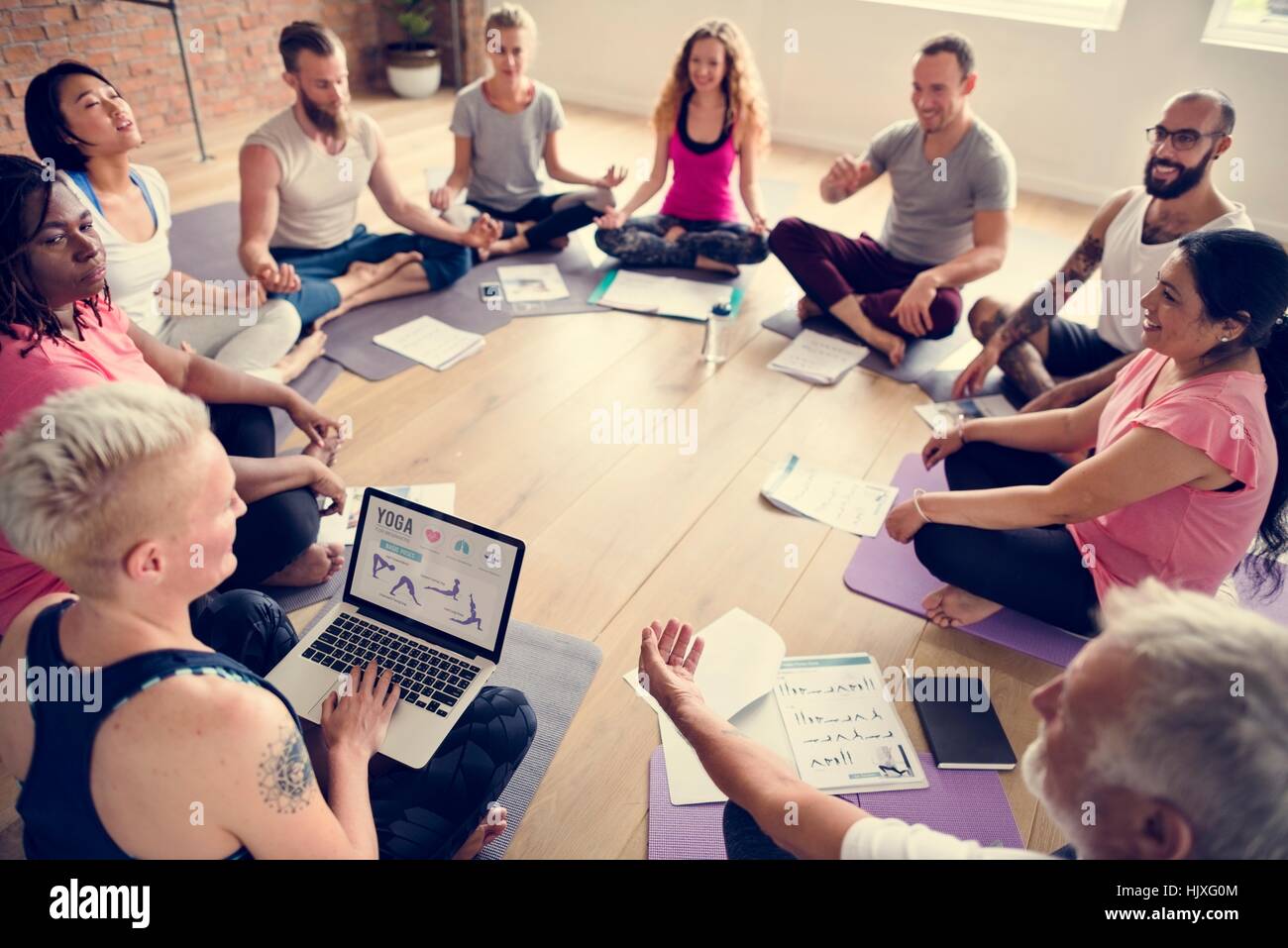 Exercise International Group Relaxation Fitness Concept Stock Photo - Alamy
