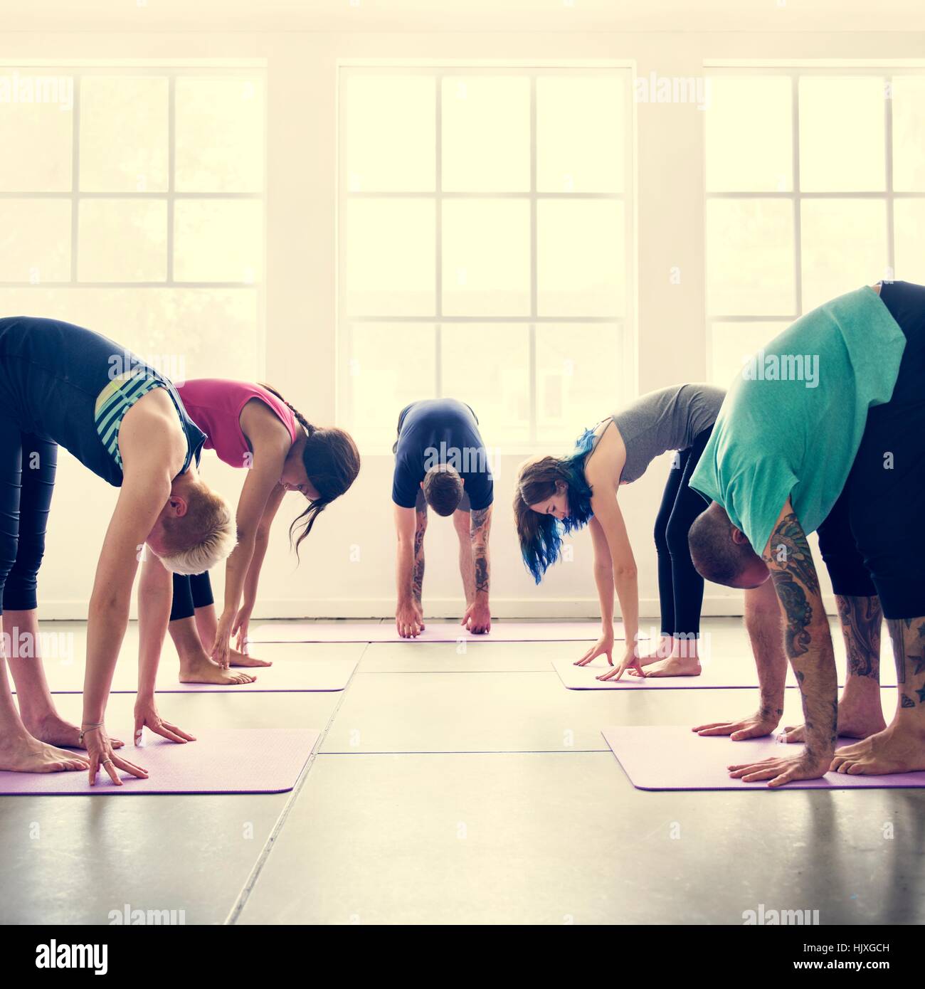 Yoga Practice Exercise Class Concept Stock Photo - Alamy