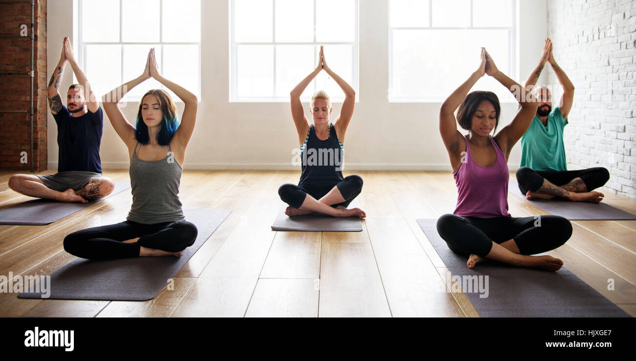 Yoga Practice Exercise Class Concept Stock Photo - Alamy