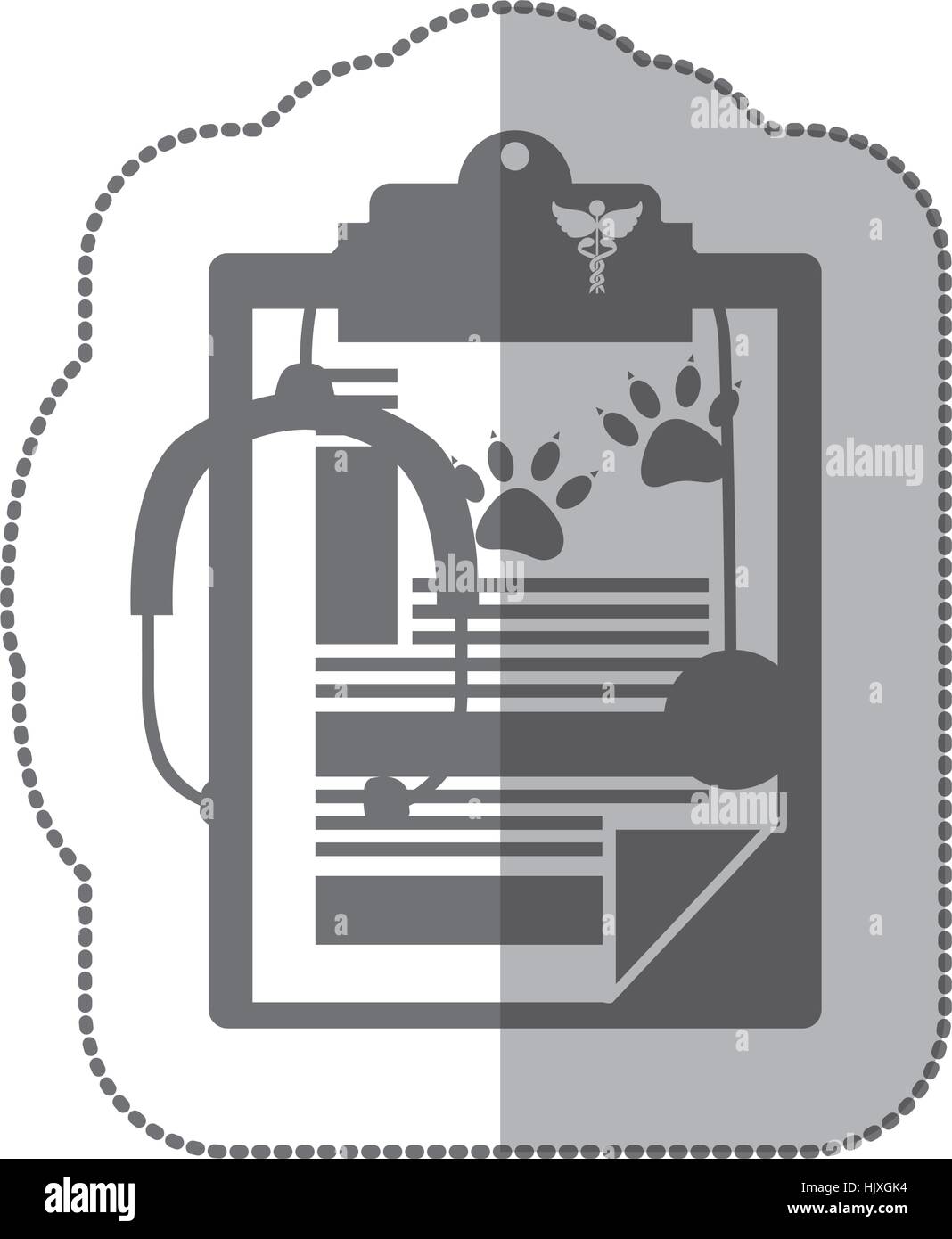 grayscale silhouette with middle shadow sticker with vet medical report ...
