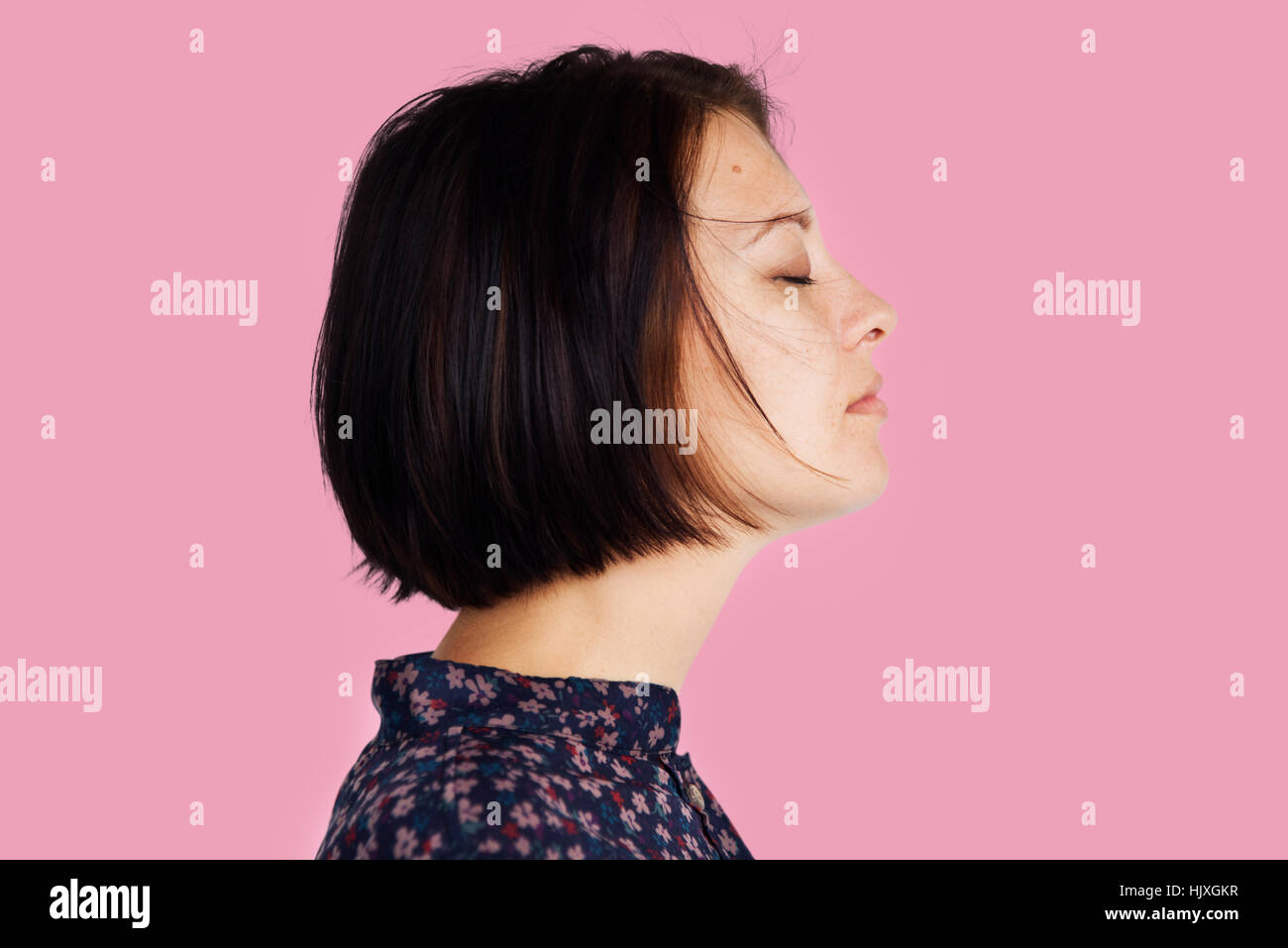 Woman Side View Close Eyes Thinking Concept Stock Photo - Alamy
