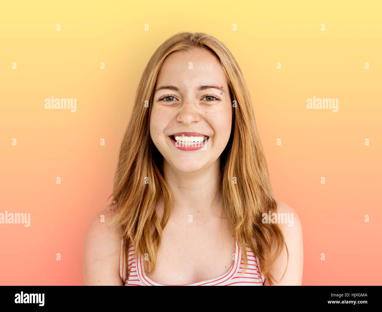 Young Woman Positive Expression Concept Stock Photo - Alamy