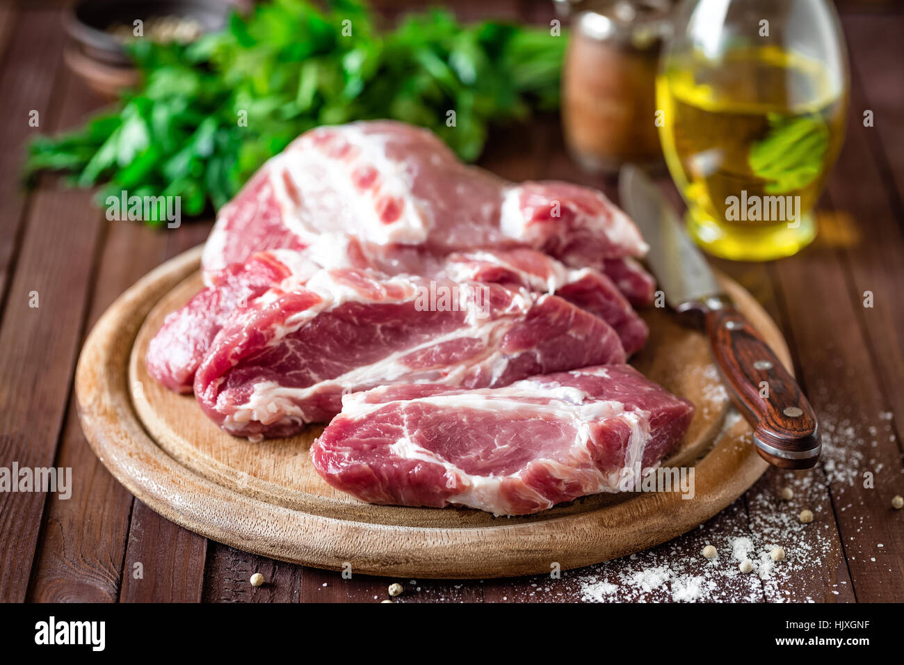 fresh raw cut of pork meat Stock Photo - Alamy